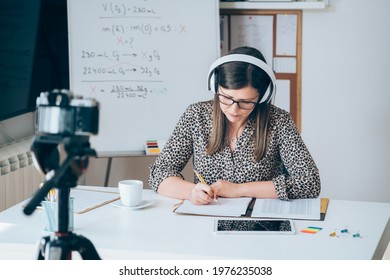 Teacher Recording Video Tutorial Elearning Class Stock Photo 1976235038 ...