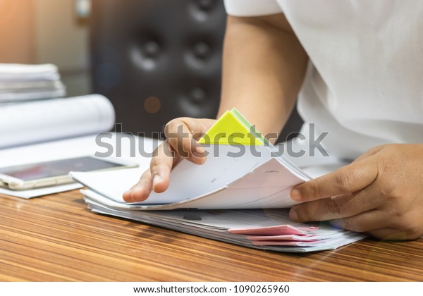Teacher Searching Homework Assignment Documents Student Stock Photo ...