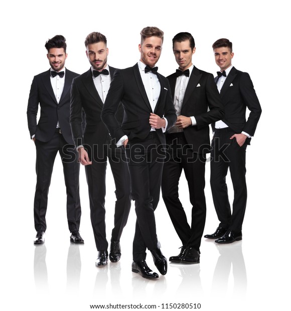 Team Five Groomsmen Dressed Black Tuxedoes Stock Photo (Edit Now ... Team Five Groomsmen Dressed Black Tuxedoes Stock Photo (Edit Now ...