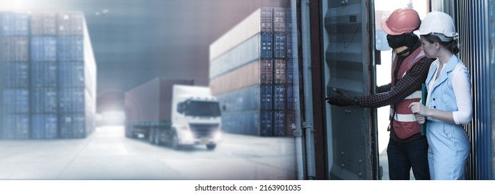 Team People Worker Foreman Enginee Shipping Stock Photo 2163901035 ...