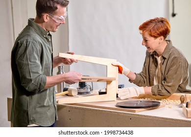 Team Work Two Friendly Joiners Working Stock Photo 1998734438 ...