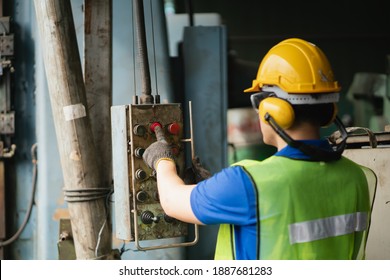 Back View Work Factoryasian Worker Man Stock Photo 1938529615 ...