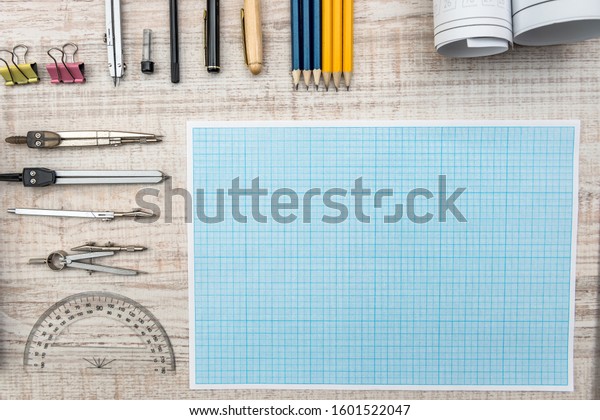 Technical Drawing Millimeter Paper Drawing Tools Stock Photo 1601522047 ...