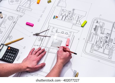Architect Interiors Hands Drawing Home Illustration Stock Photo (Edit ...