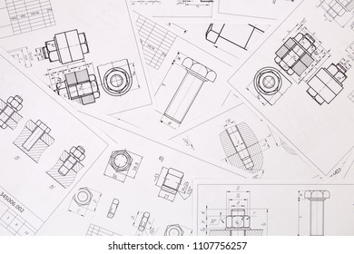 Technical Drawings Bolt Nut Engineering Technology Stock Photo ...