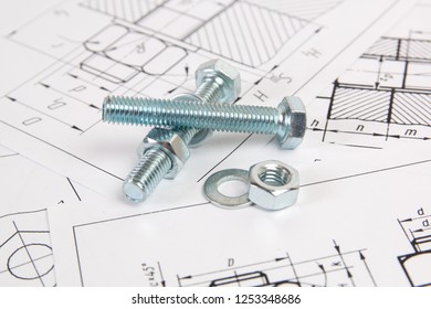 Technical Drawings Bolts Nuts Engineering Technology库存照片550010869 ...