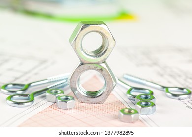 Technical Drawings Bolt Nut Engineering Technology Stock Photo ...