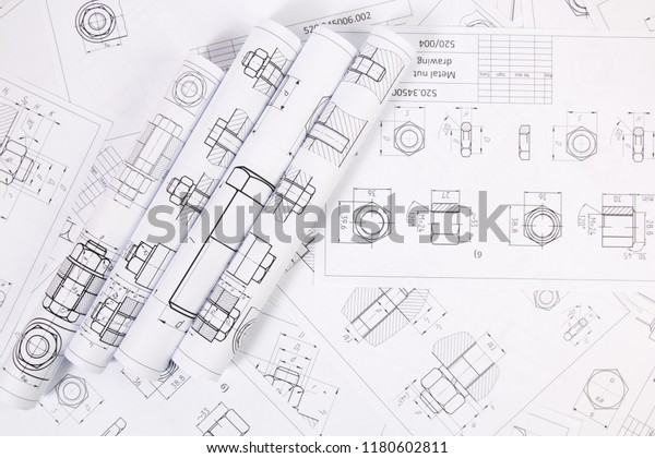 Technical Drawings Bolt Nut Engineering Technology Stock Photo (Edit ...