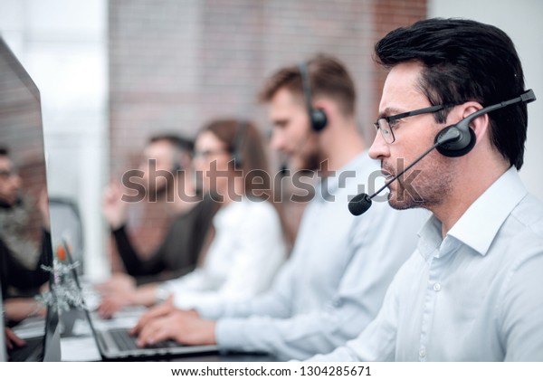 Technical Support Specialist On Background Colleagues Stock Photo (Edit ...