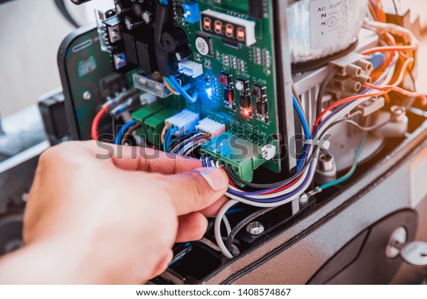 Technician Assembly Electric Testing Control Panel Foto Stok 1408574867 ...