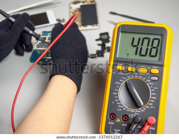 Technician Engineer Using Digital Multimeter Electric Stock Photo (Edit ...