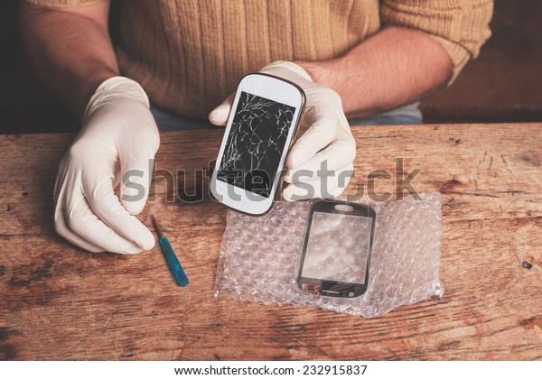 Technician Fixing Replacing Broken Screen On Stock Photo (Edit Now ...
