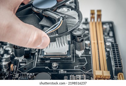 Technician Hand Installing Computer Chip Into Stock Photo 2198516237 ...