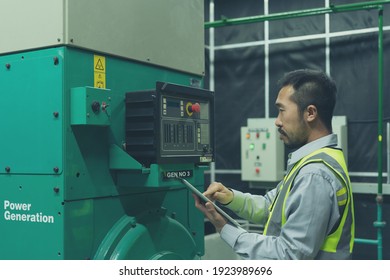 Technician Preventive Maintenance Checking Generator Power Stock Photo ...