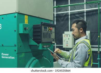 Technician Preventive Maintenance Checking Generator Power Stock Photo ...