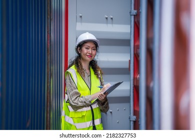 Technicians Working Container Yard Warehousecontainer Yard Stock Photo ...