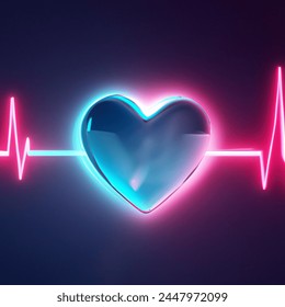 Techno Theme Simple 3d Heart Glass AI-generated image 2447963787 ...
