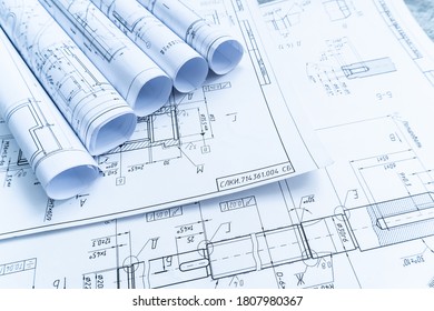 Technology Blueprints Part Engineering Project Stock Photo 1807980367 ...