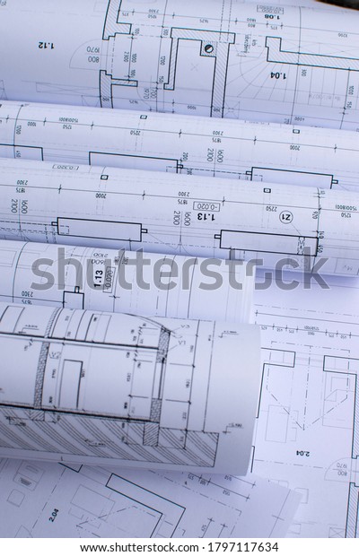 Technology Blueprints Part Engineering Project Stock Photo 1797117634 ...