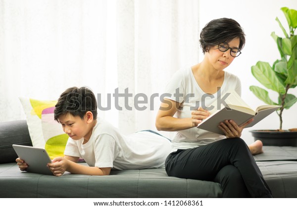 Technology Generation Gap Good Looking Asian Stock Photo 1412068361 ...