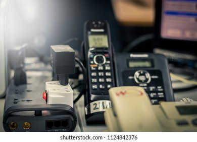 Technology Phone Cable Connection Between Office Stock Photo 1124842376 ...