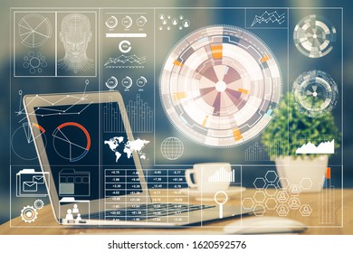 Technology Theme Drawing Table Computer Multi Stock Photo 1620592576 ...