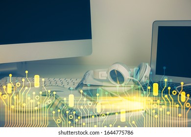 Technology Theme Drawing Work Space Computer Stock Photo 1644775786 ...