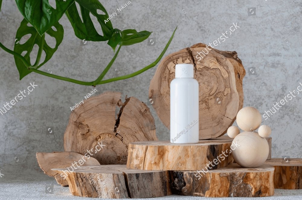 Template with cross sections of apple tree, leaves of monstera, wooden ...