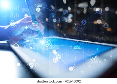 Template Text Virtual Screen Background Icons Stock Photo 701645092 ...