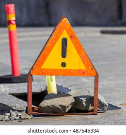 Temporary Construction Sign Front Small Roadworks Stock Photo 487545334 ...