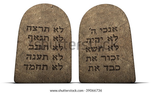Ten Commandments On Stone Tablets Isolated Stock Photo (Edit Now) 39066736