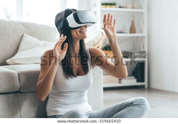 Testing Her New Vr Headset Attractive Stock Photo 519665410 | Shutterstock