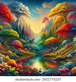 Psychedelic Painting Ethereal Dreamscapes Visual Voyage AI-generated ...