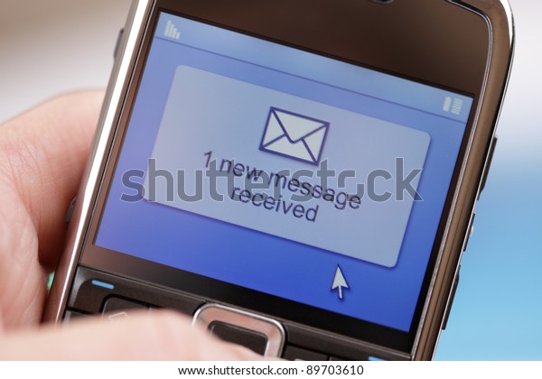 Text Message Received On Mobile Phone Stock Photo (Edit Now) 89703610