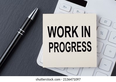 Text Work Progress On Sticker On Stock Photo 2136471097 | Shutterstock