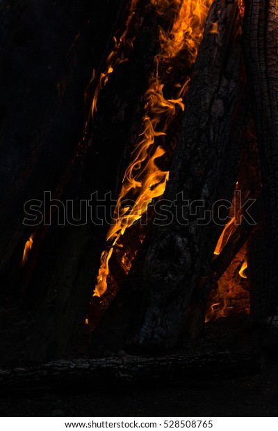Texture Flame Burning Logs Night Stock Photo (Edit Now) 528508765