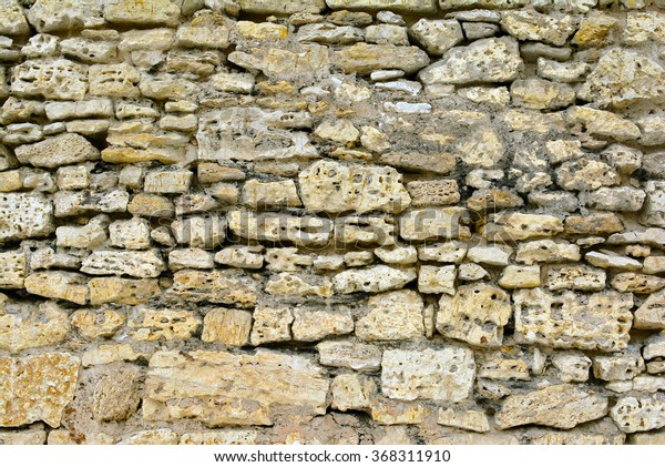 Texture Stone Wall Stone Section Limestone Stock Photo 368311910 ...