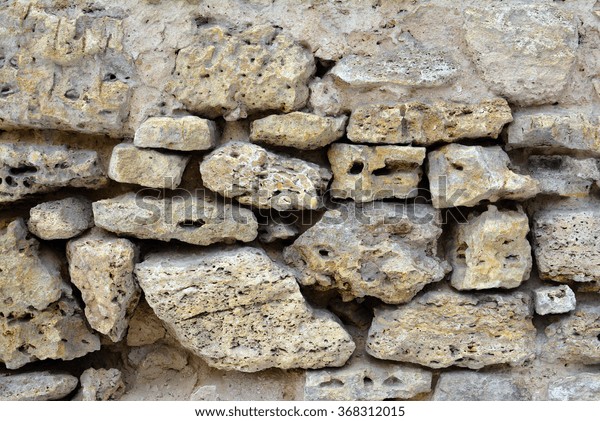 Texture Stone Wall Stone Section Limestone Stock Photo 368312015 ...