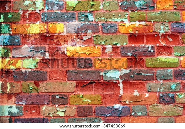 Textured Wall Colored Bright Colored Bricks Stock Photo 347453069 ...