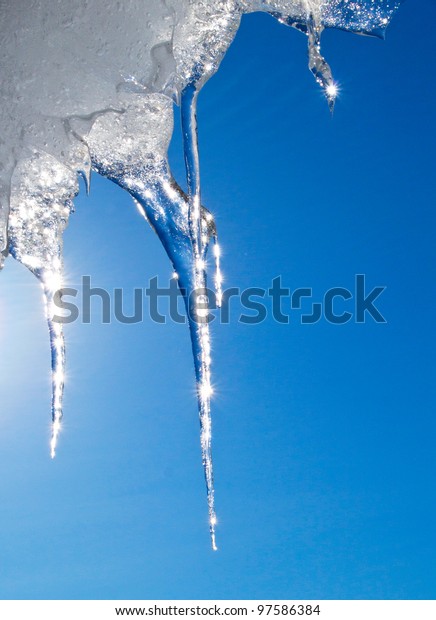 Thawing Spring Icicles Sun Sparkles On Stock Photo 97586384 | Shutterstock