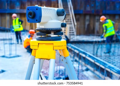 Theodolite Construction Site Construction Work Using Stock Photo ...