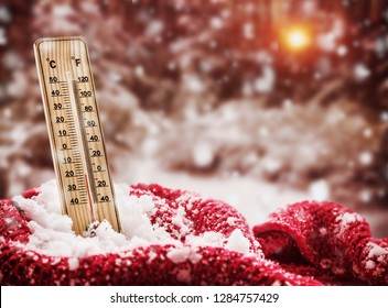 Thermometer Sub Zero Temperature Sticks Out Stock Photo (Edit Now ...