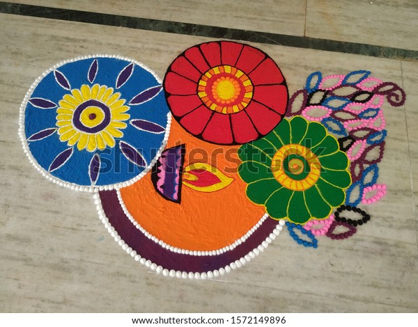 These Different Types Design Indian Rangoli Stock Photo 1572149896 ...