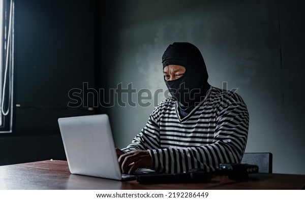 Thief Use Computer Theft Hacker Stealing Stock Photo 2192286449 ...