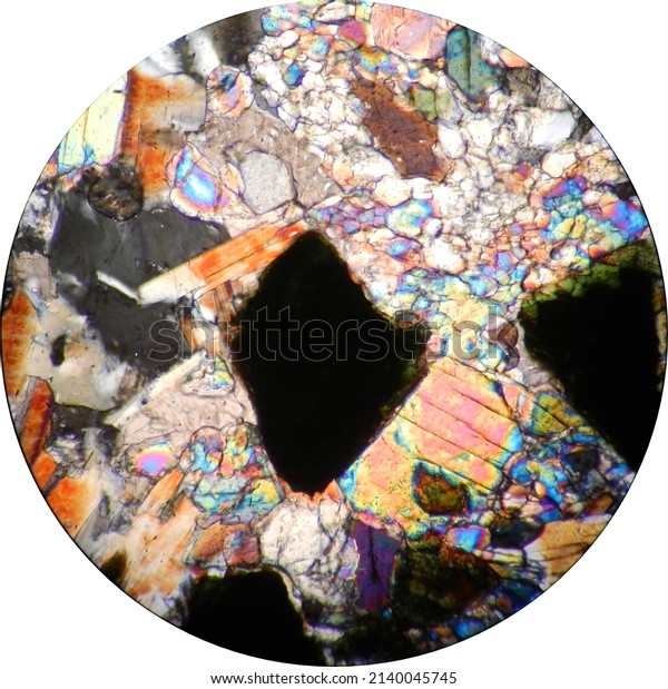 Thin Section Minerals Under Polarizing Microscope Stock Photo ...