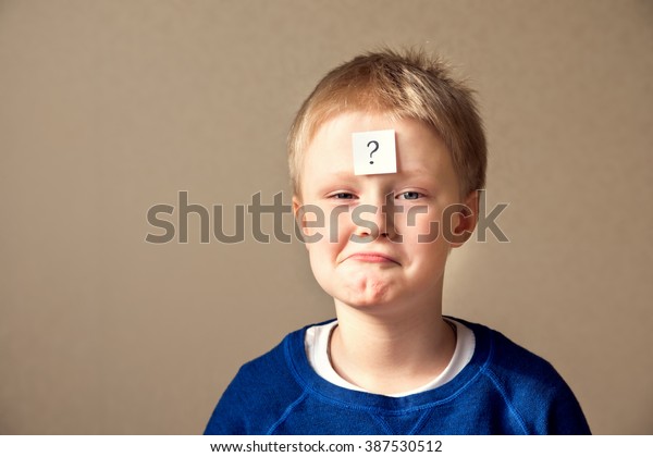 Thinking Young Boy Question Mark Has Stock Photo 387530512 | Shutterstock