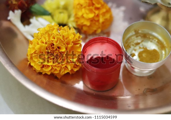 This Plate Pooja Items Should Be Stock Photo (Edit Now) 1115034599