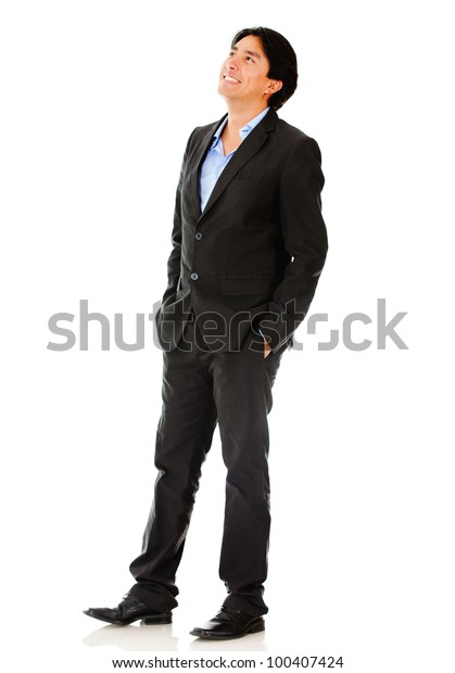 Thoughtful Businessman Looking Isolated Over White Stock Photo (Edit ... Thoughtful Businessman Looking Isolated Over White Stock Photo (Edit ...