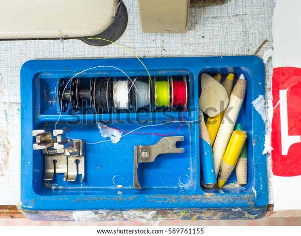 Thread Spools Tools On Desk Used Stock Photo 589761155 | Shutterstock