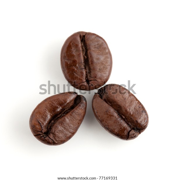 Three Coffee Beans Isolated On White Stock Photo (Edit Now) 77169331